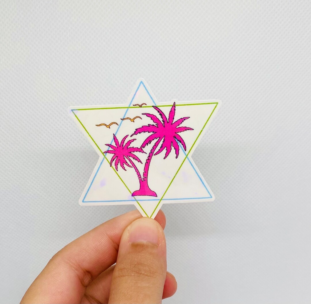 Holographic Waterproof Palmtree Sticker - Etsy