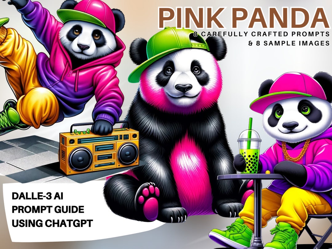 Custom Pink Panda Art Prints Breakdancing, DJ, Camping Scenes Cute ...