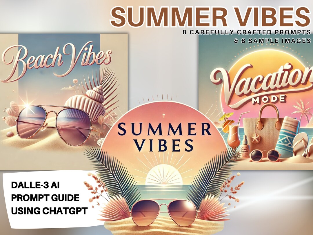 Summer Vibes Pngs, Dall-e3 & Chatgpt V4 AI Art Prompt Guide and Sample ...