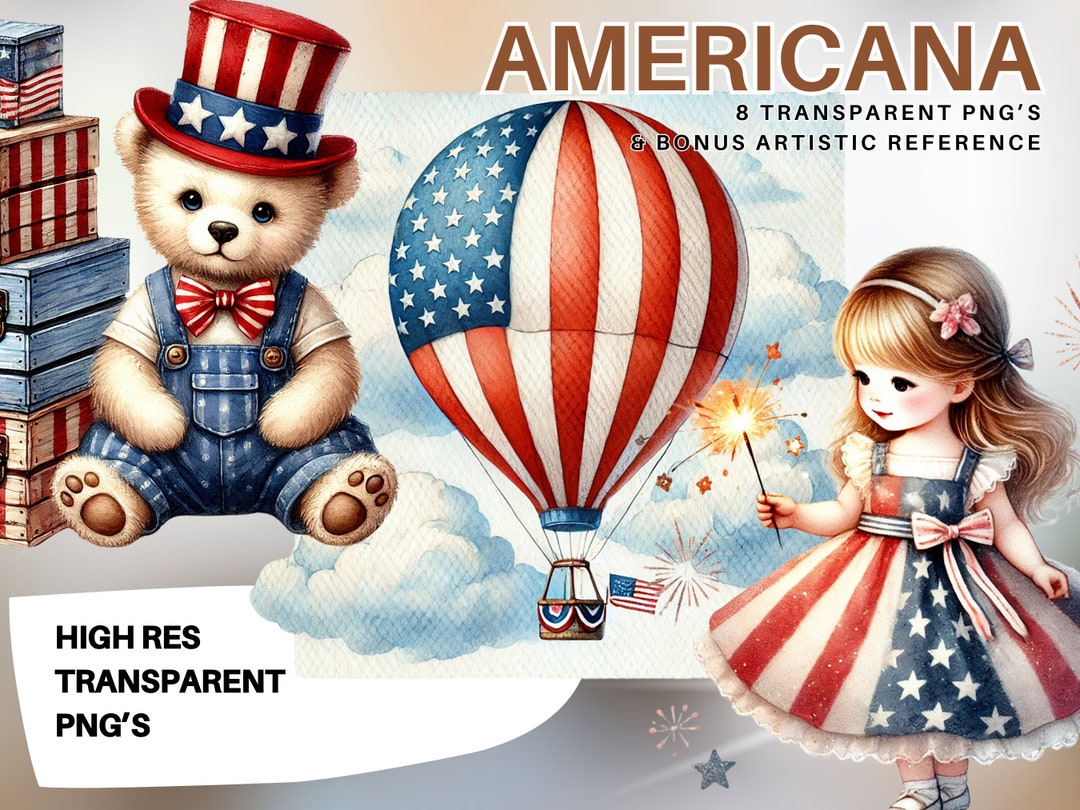 Americana Pngs - Set of 8 High Resolution, Transparent Clip Art, Ai ...