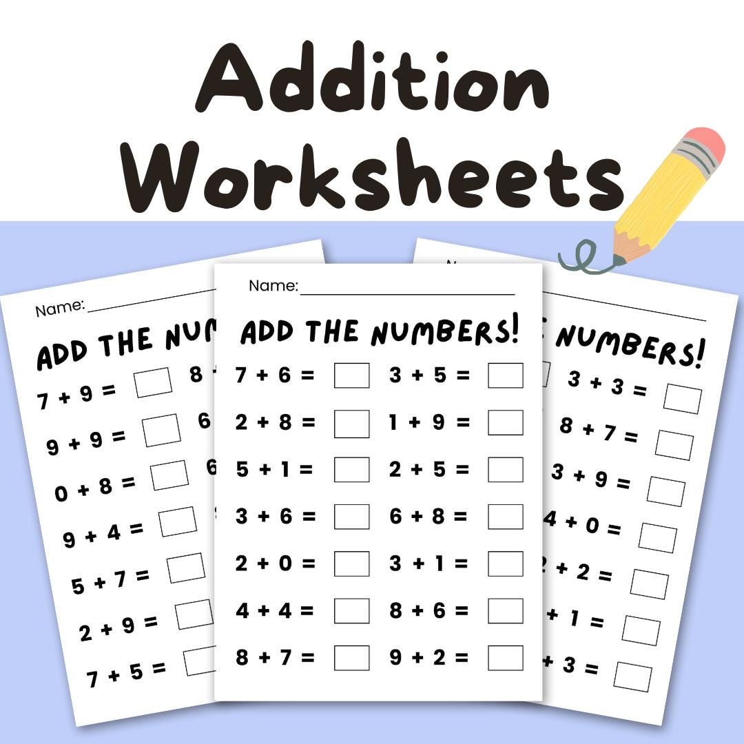 10 Addition Worksheets - Fill in the Blanks, Printable Math Worksheets ...