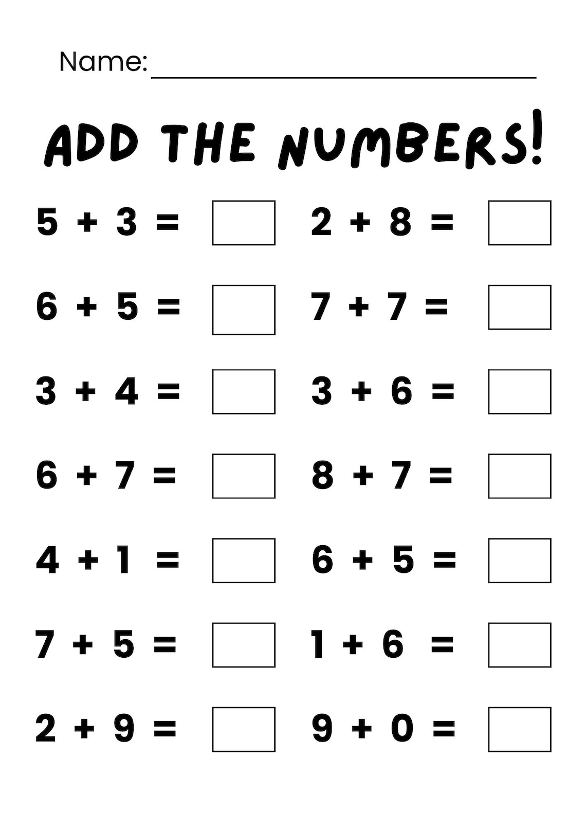 10 Addition Worksheets - Fill in the Blanks, Printable Math Worksheets ...