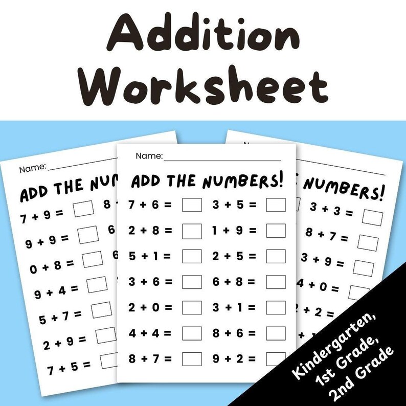 10 Addition Worksheets - Fill in the Blanks, Printable Math Worksheets ...