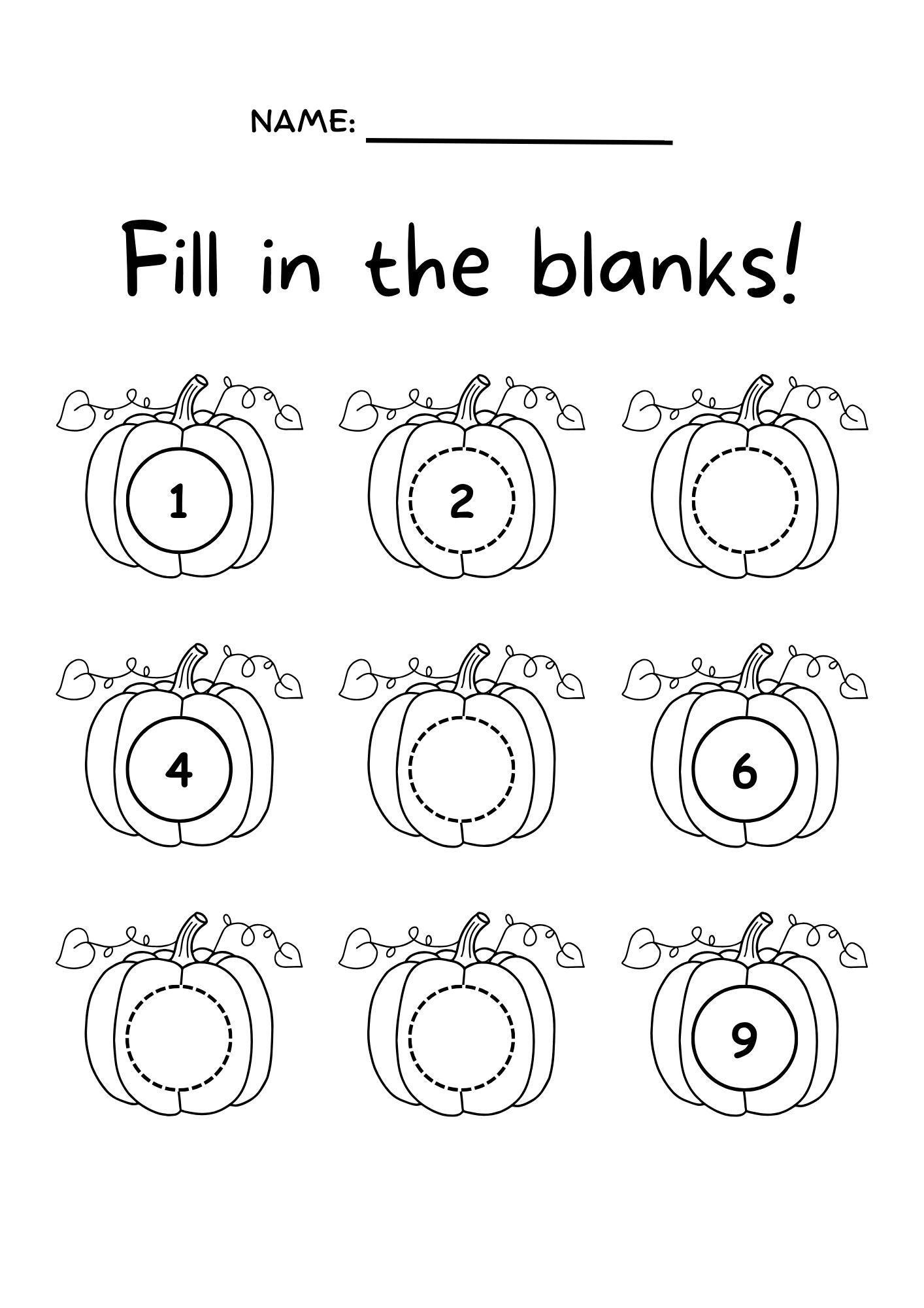 Number Pattern Worksheets: Fill in the Blanks, Kindergarten & 1st Grade ...
