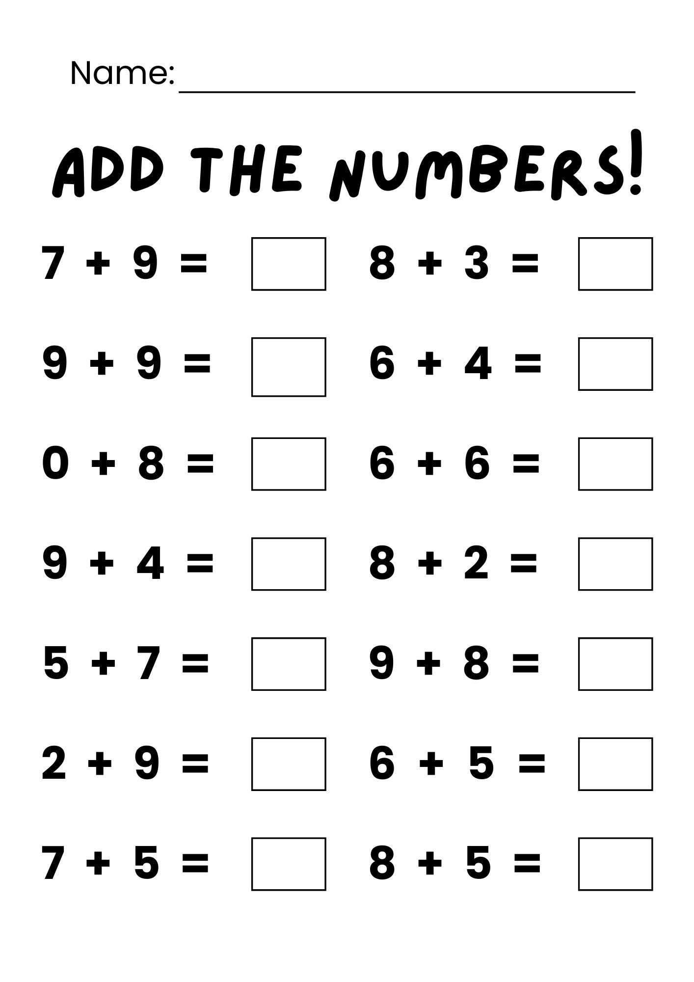 10 Addition Worksheets - Fill in the Blanks, Printable Math Worksheets ...