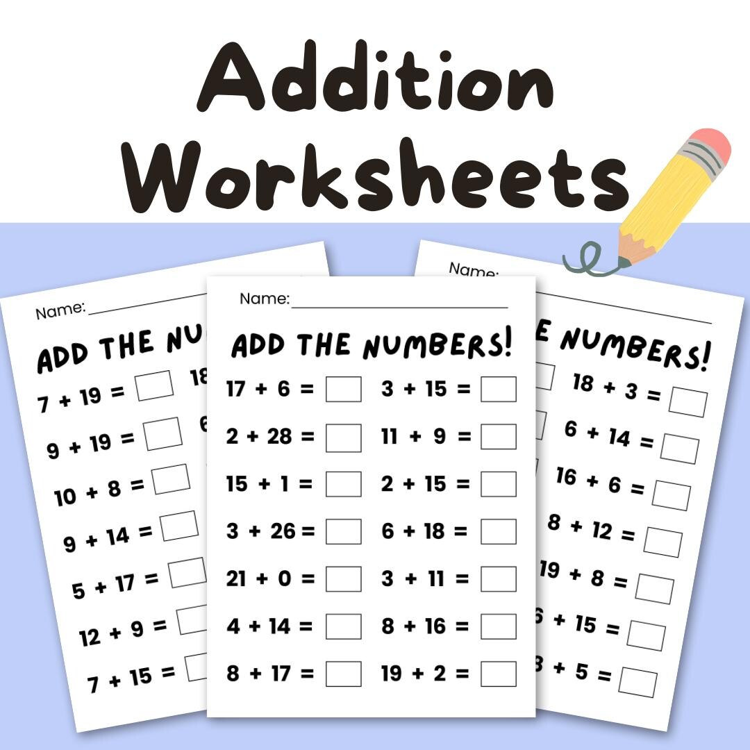 Two-digit Addition Worksheets Printable | 10 Fill-in-the-blanks Math ...
