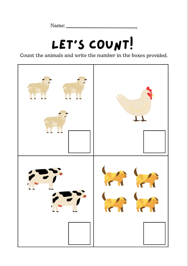 Kids Learning Printables Starter Pack, Count Numbers 1 to 10 Exercise ...