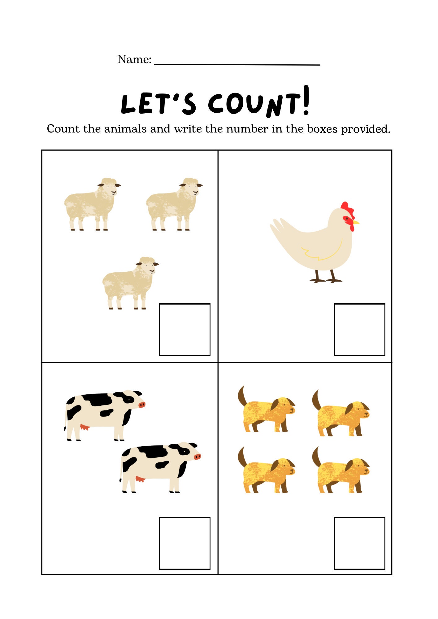 Kids Learning Printables Starter Pack, Count Numbers 1 to 10 Exercise ...