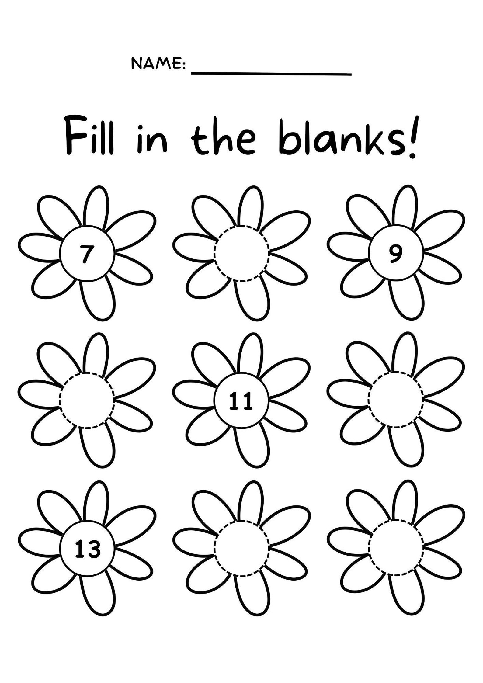 Number Pattern Worksheets: Fill in the Blanks, Kindergarten & 1st Grade ...
