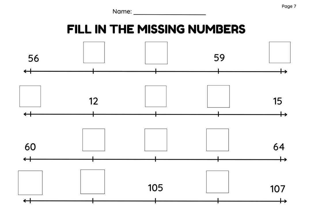 10 Number Line Worksheets - Fill in the Blanks, Printable Math ...
