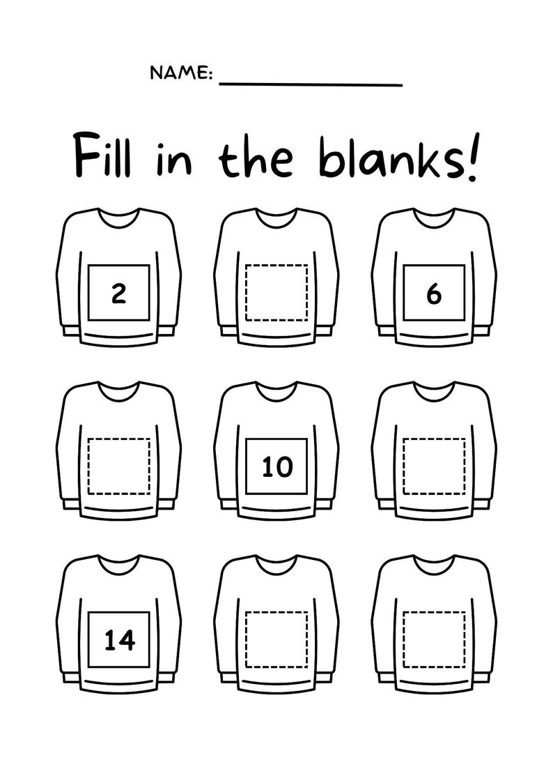 Number Pattern Worksheets: Fill in the Blanks, Kindergarten & 1st Grade ...
