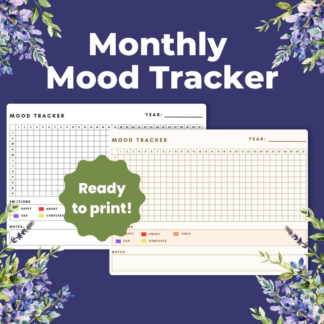 Mood Tracker, Printable, Minimalistic, Simple, Journal Prompts, Instant ...