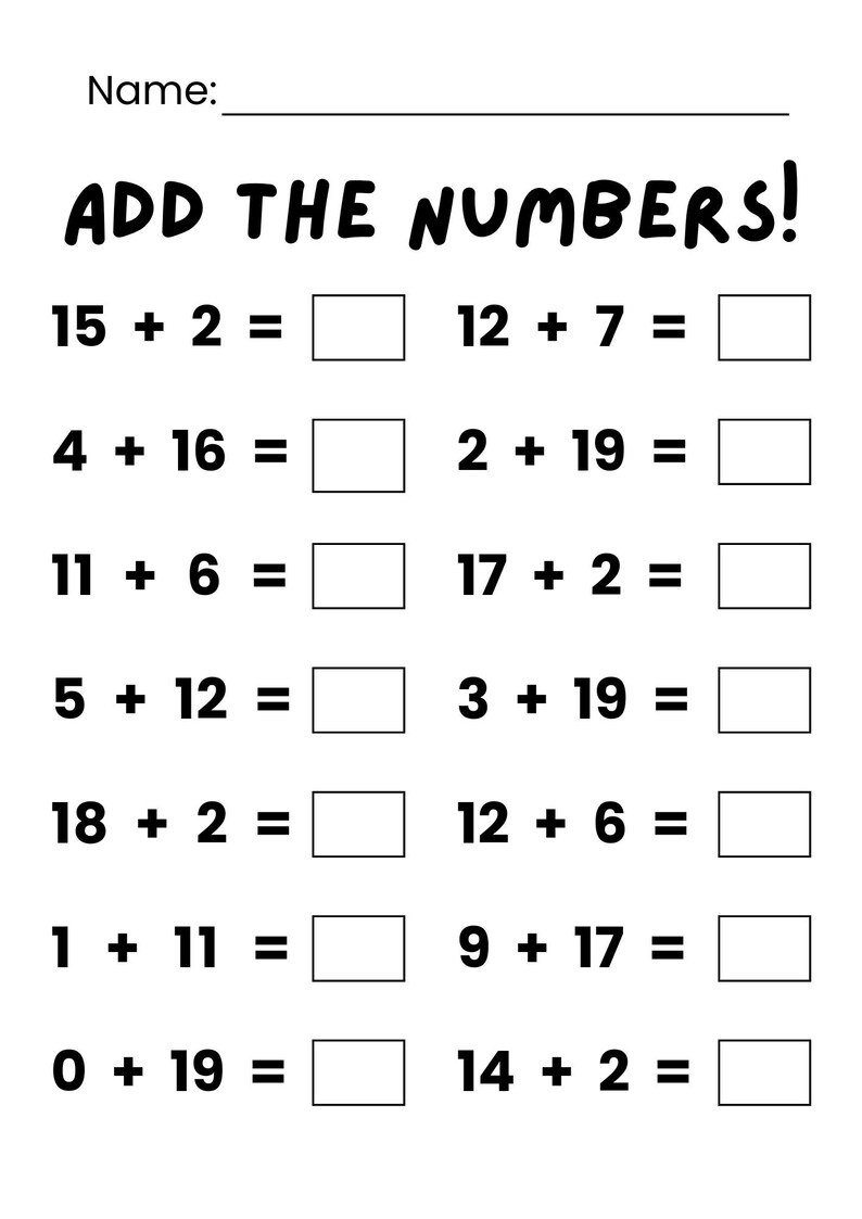 Two-digit Addition Worksheets Printable | 10 Fill-in-the-blanks Math ...
