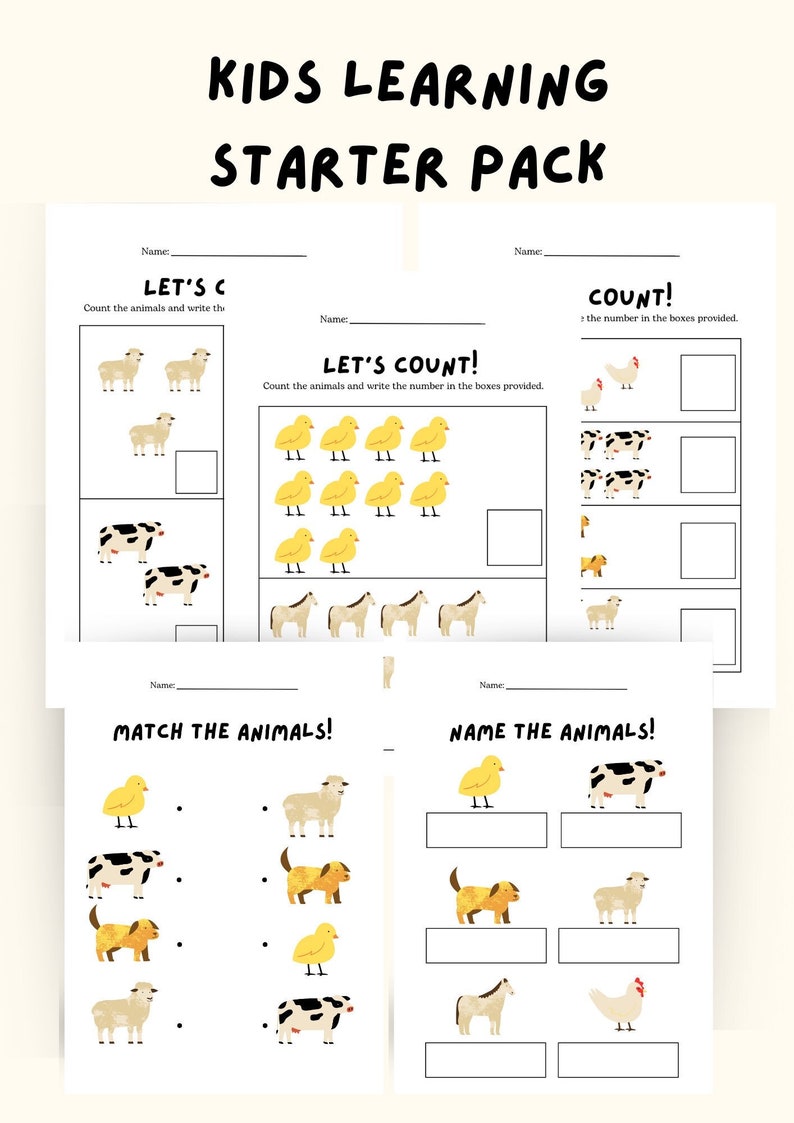 Kids Learning Printables Starter Pack, Count Numbers 1 to 10 Exercise ...