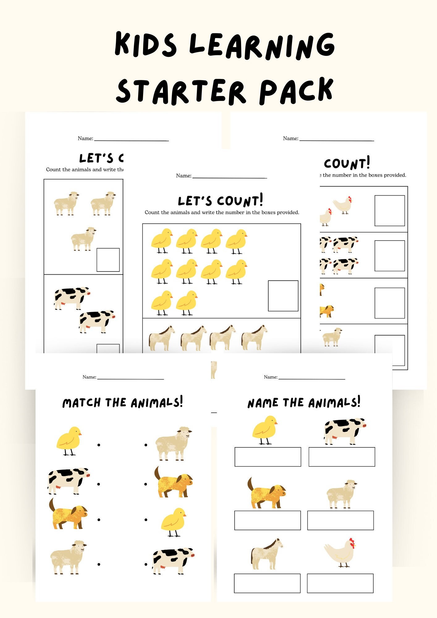 Kids Learning Printables Starter Pack, Count Numbers 1 to 10 Exercise ...
