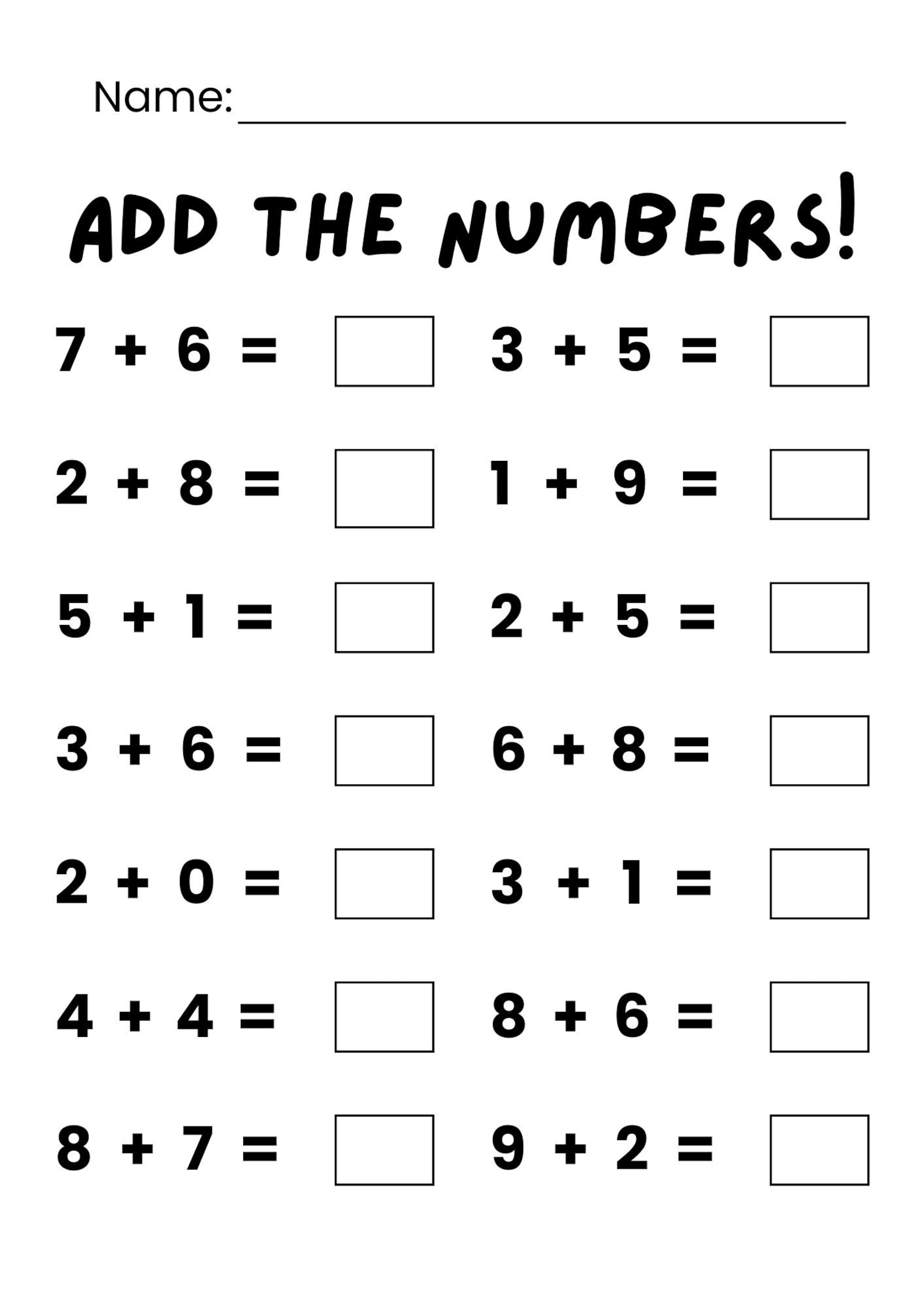 10 Addition Worksheets Fill in the Blanks, Printable Math Worksheets ...