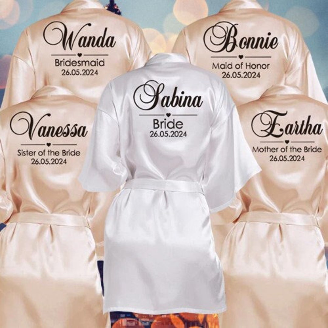 Personalized Bridesmaid Gift, Custom Bride Robe With Date, Wedding ...