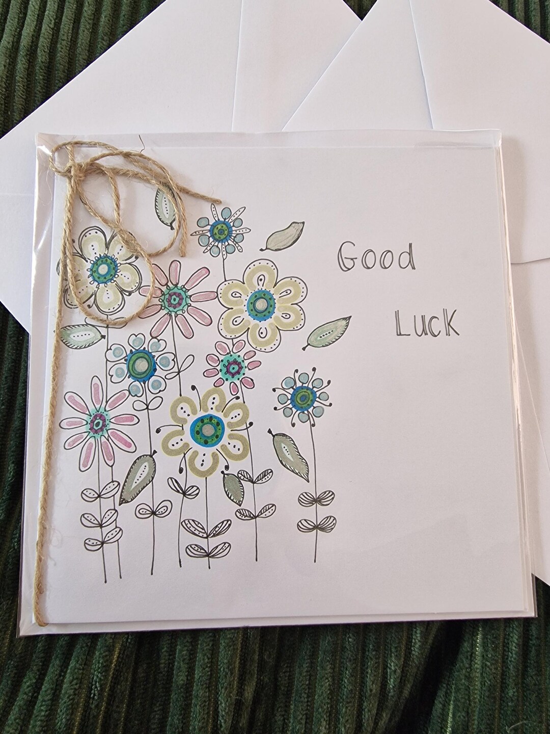 Good Luck Card Handdrawn Card for Good Luck Greeting Card for Flower ...