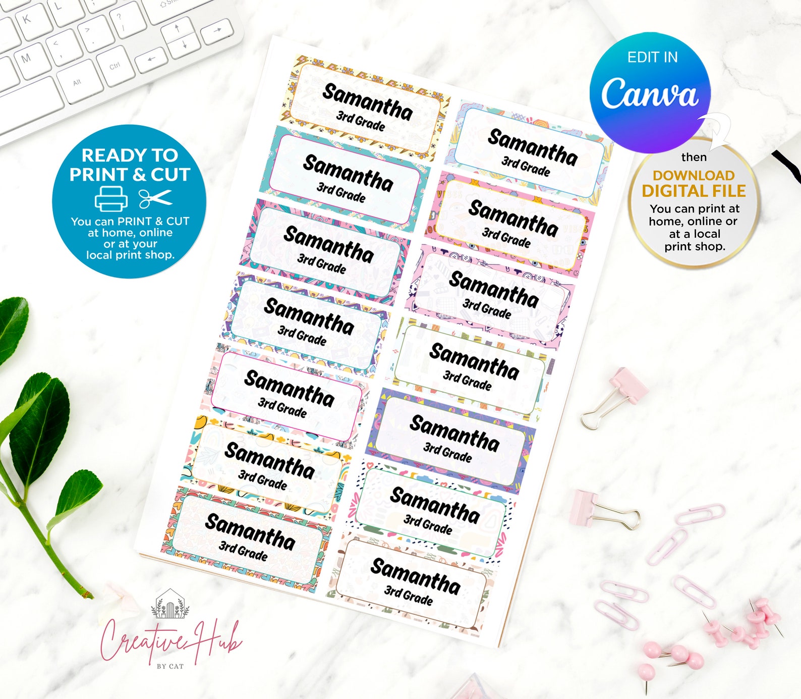 Student Name Sticker Template, Student Name Sticker Printable Template ...