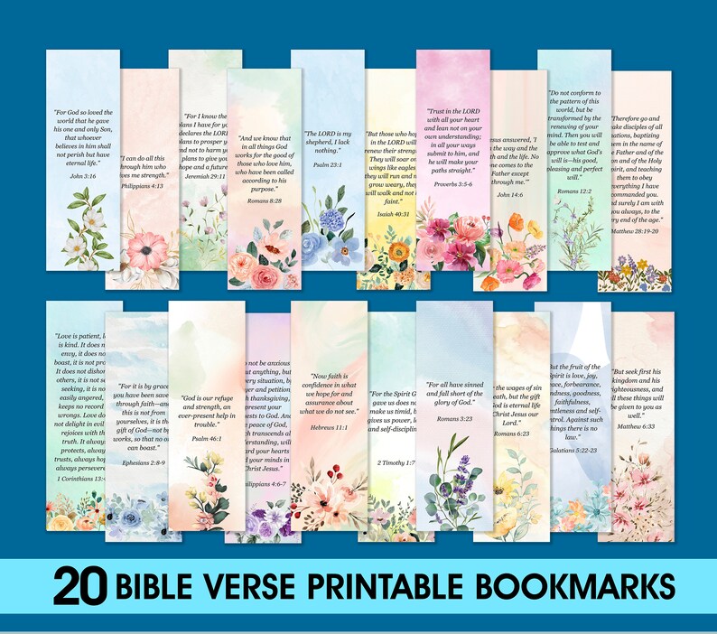 Bible Verse Printable Bookmarks Scripture Bookmarks Digital Download - Etsy