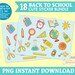 School Supplies Clipart Sticker Set, PNG Files, Ruler, Pencils, Cute ...