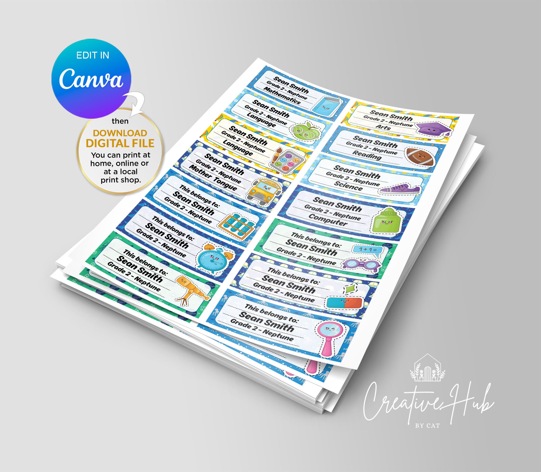 Student Name Sticker Template, Student Name Sticker Printable Template ...