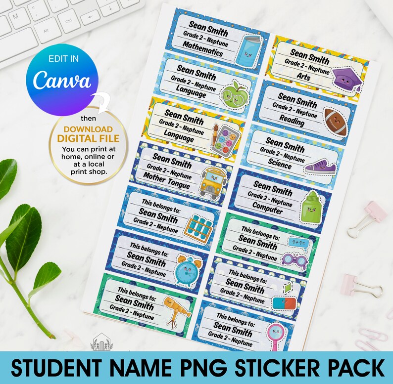 Student Name Sticker Template, Student Name Sticker Printable Template ...