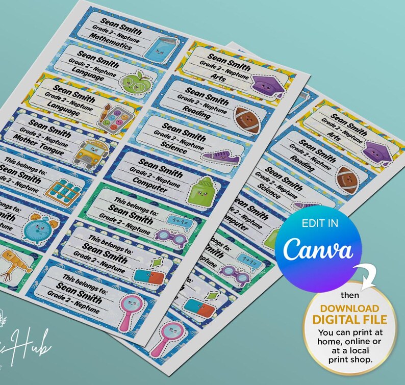 Student Name Sticker Template, Student Name Sticker Printable Template ...