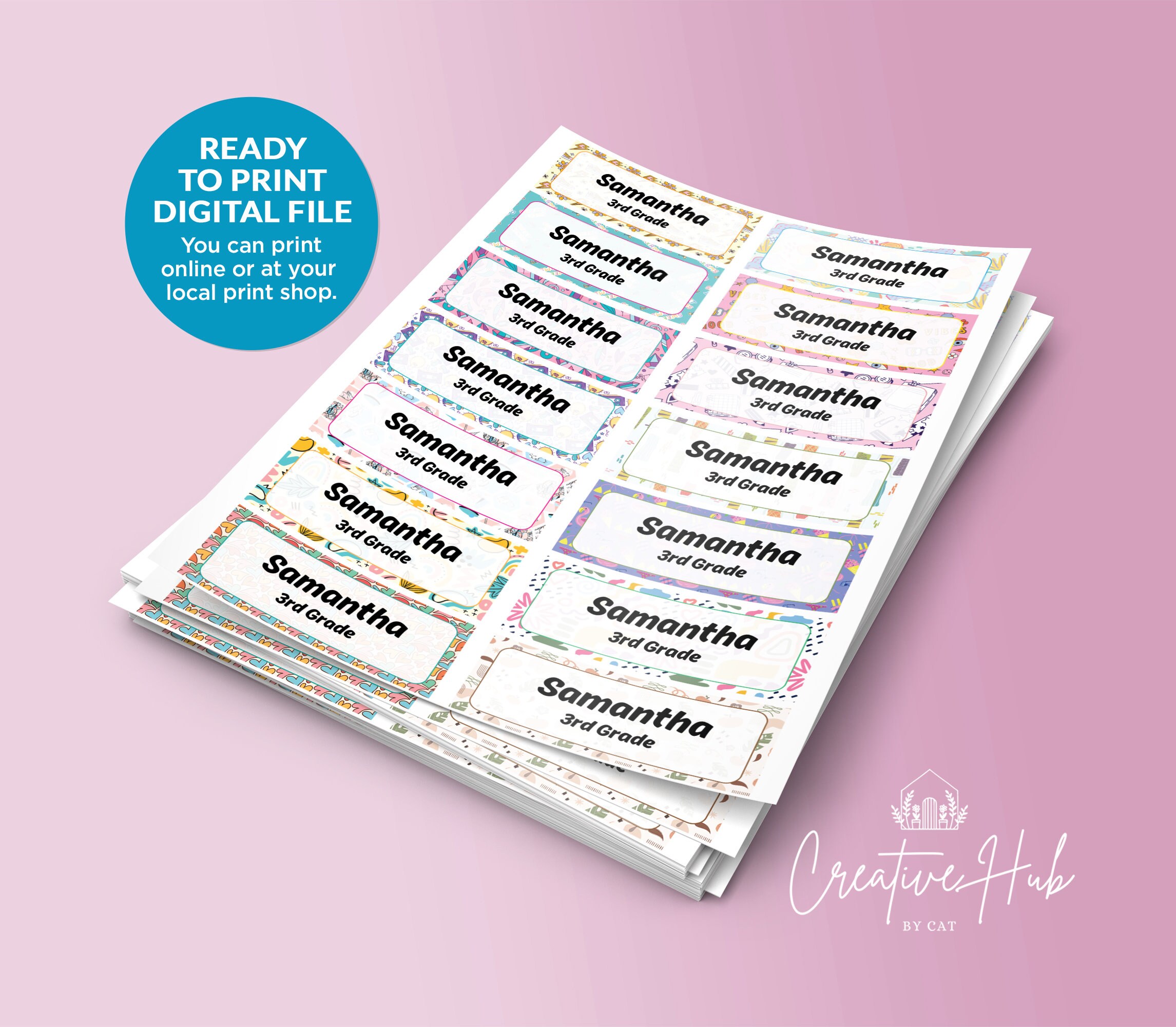 Student Name Sticker Template, Student Name Sticker Printable Template ...