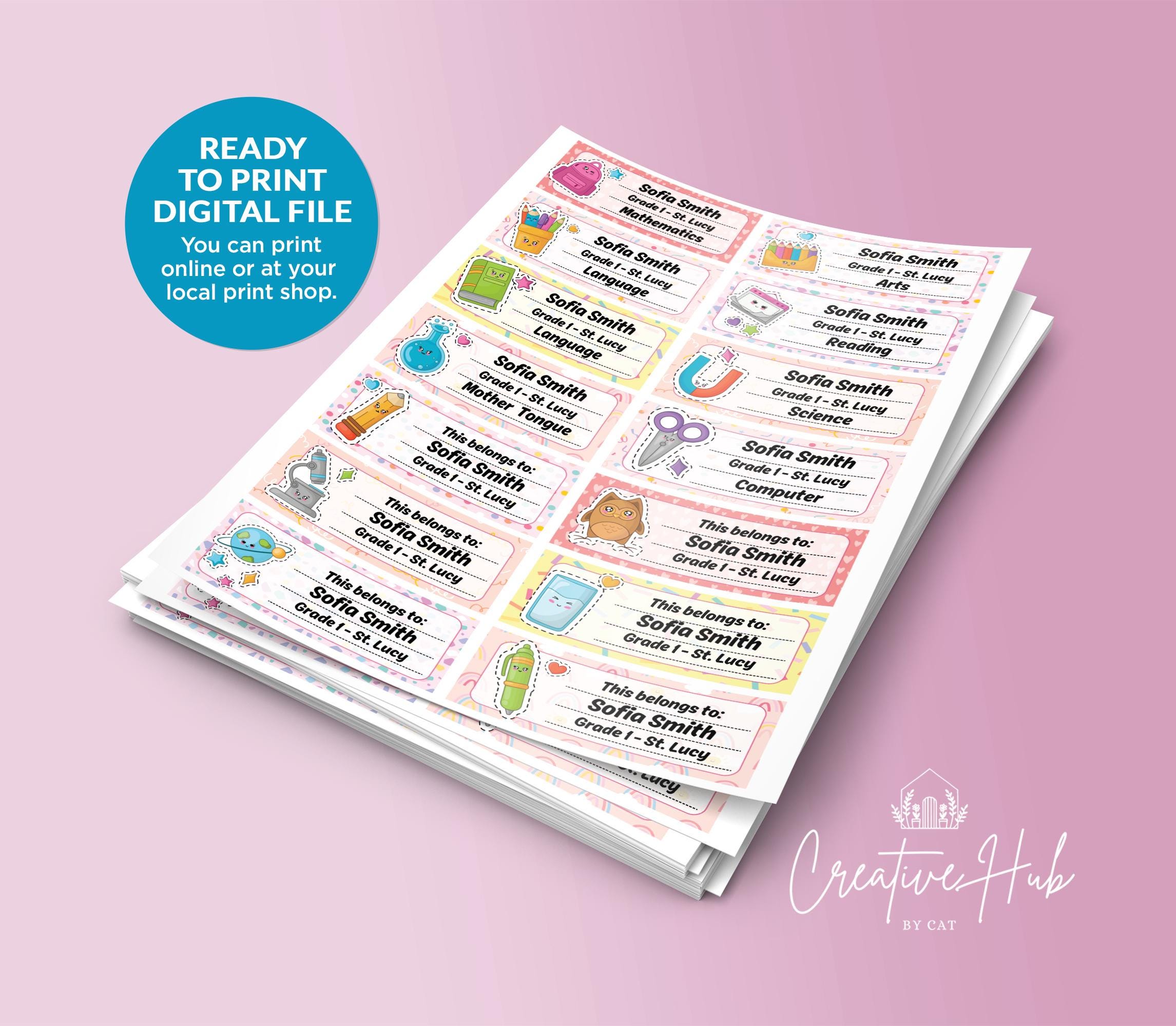 Student Name Sticker Template, Student Name Sticker Printable Template ...