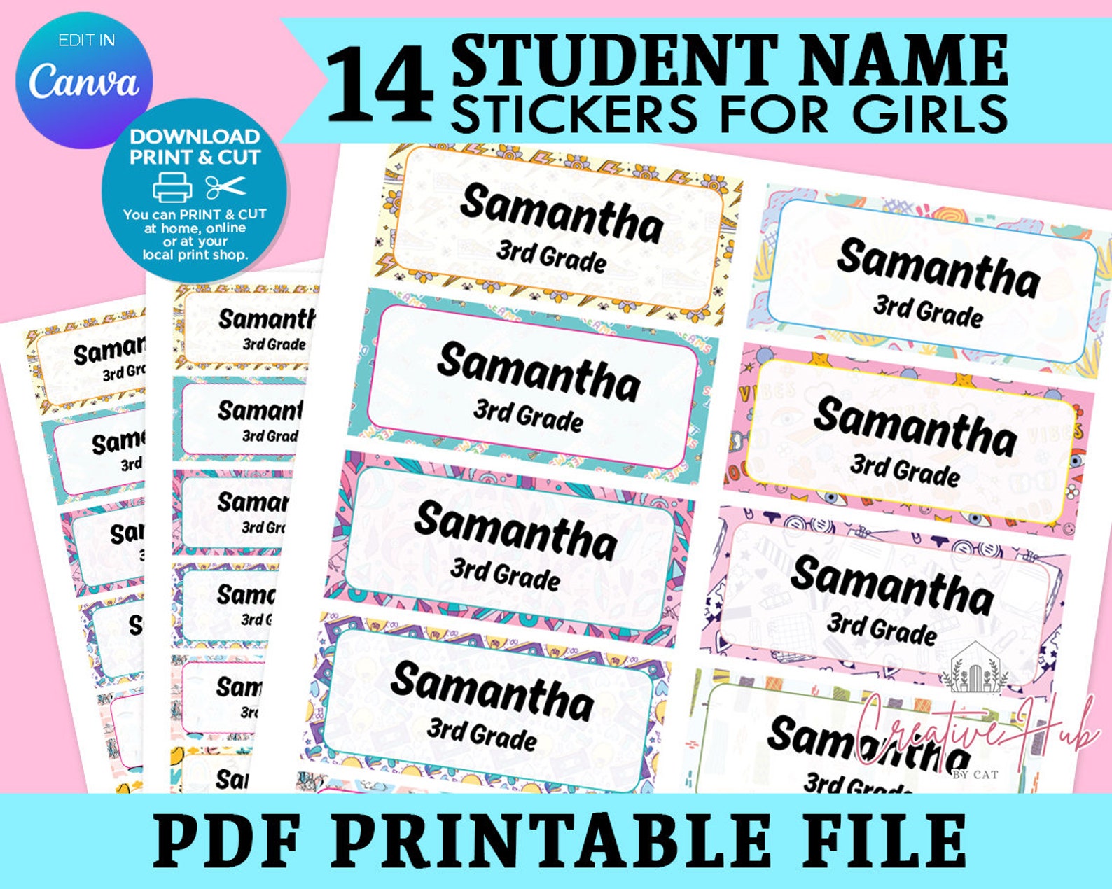 Student Name Sticker Template, Student Name Sticker Printable Template ...