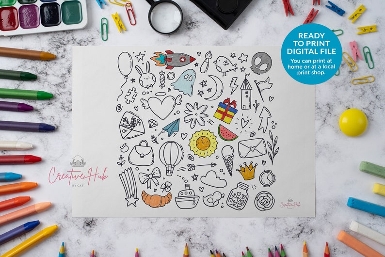 10 Cute Doodles Coloring Sheets for Kids Digital Download - Etsy