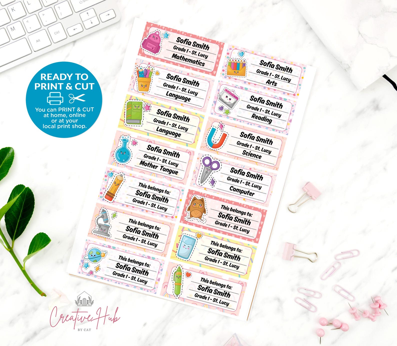 Student Name Sticker Template, Student Name Sticker Printable Template ...