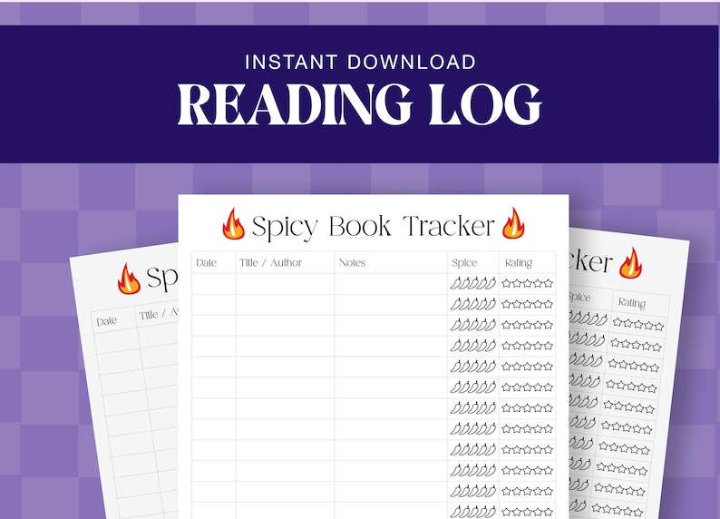 Spicy Book Tracker | Printable Reading Log for Romance Lovers | Digital ...