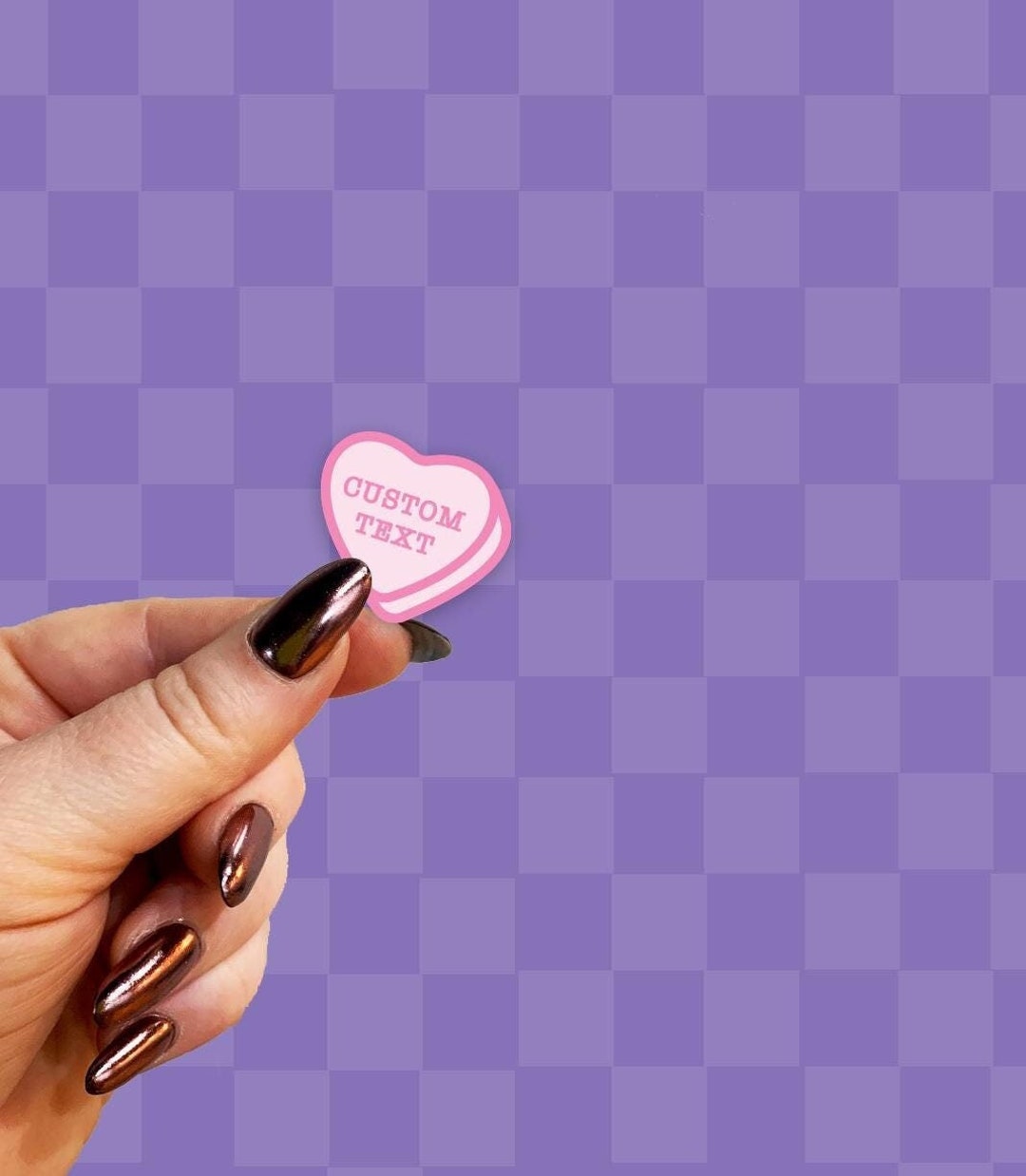 Custom Text Valentine Candy Heart Mini Holographic Sticker - Etsy