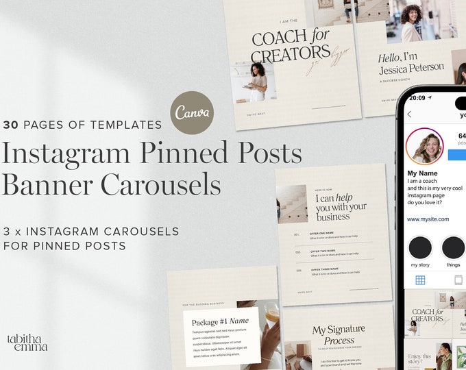 Seamless Instagram Pinned Post Banner Carousels Canva Template for ...