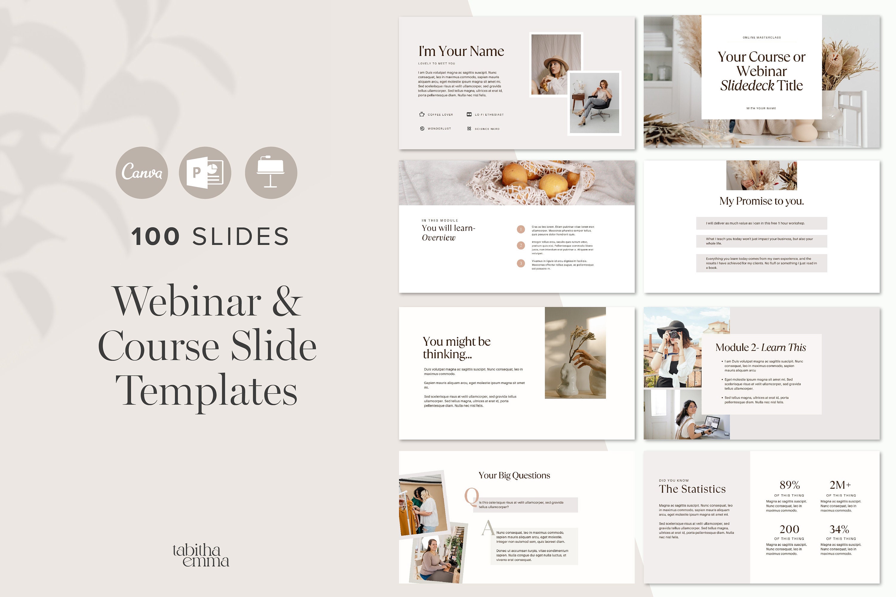 Webinar and Course Presentation Slide Deck 100 Slides Canva Keynote ...