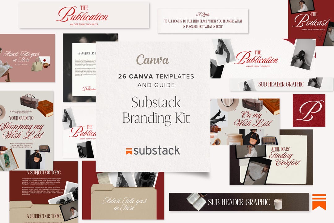 Substack Branding Kit Canva Templates - Editorial Newsletter Graphics ...