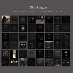 Instagram Shareable Canva Templates 200 Dark Black Luxury Feed and ...
