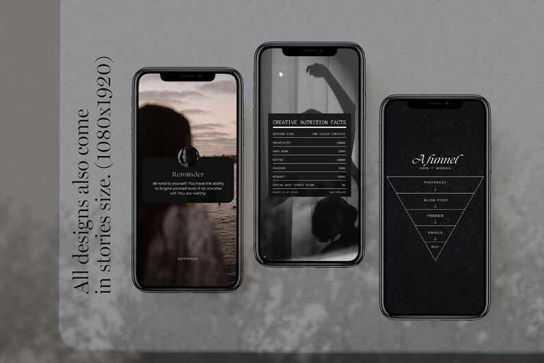 Instagram Shareable Canva Templates 200 Dark Black Luxury Feed and ...