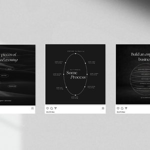 Instagram Shareable Canva Templates 200 Dark Black Luxury Feed and ...