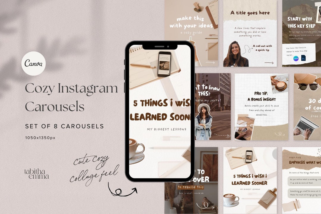 Instagram Cozy Collage Carousel Small Business Templates for Canva ...