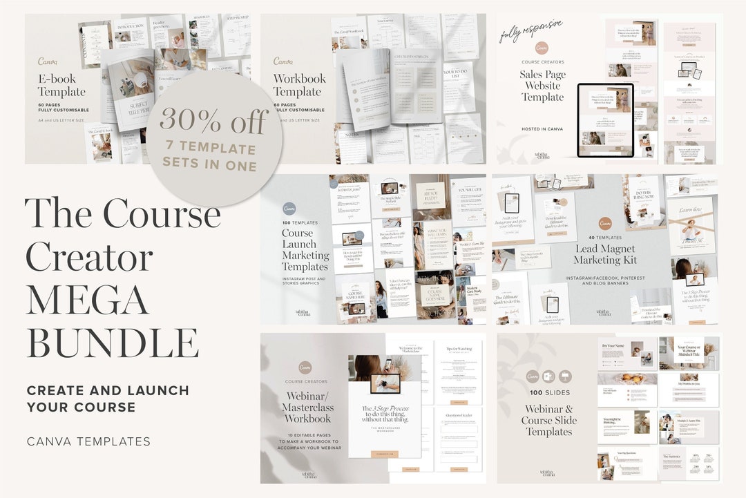 Course Creator Bundle Canva Templates | Webinar and Course Slides ...