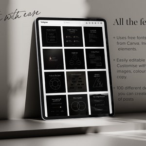 Instagram Shareable Canva Templates 200 Dark Black Luxury Feed and ...