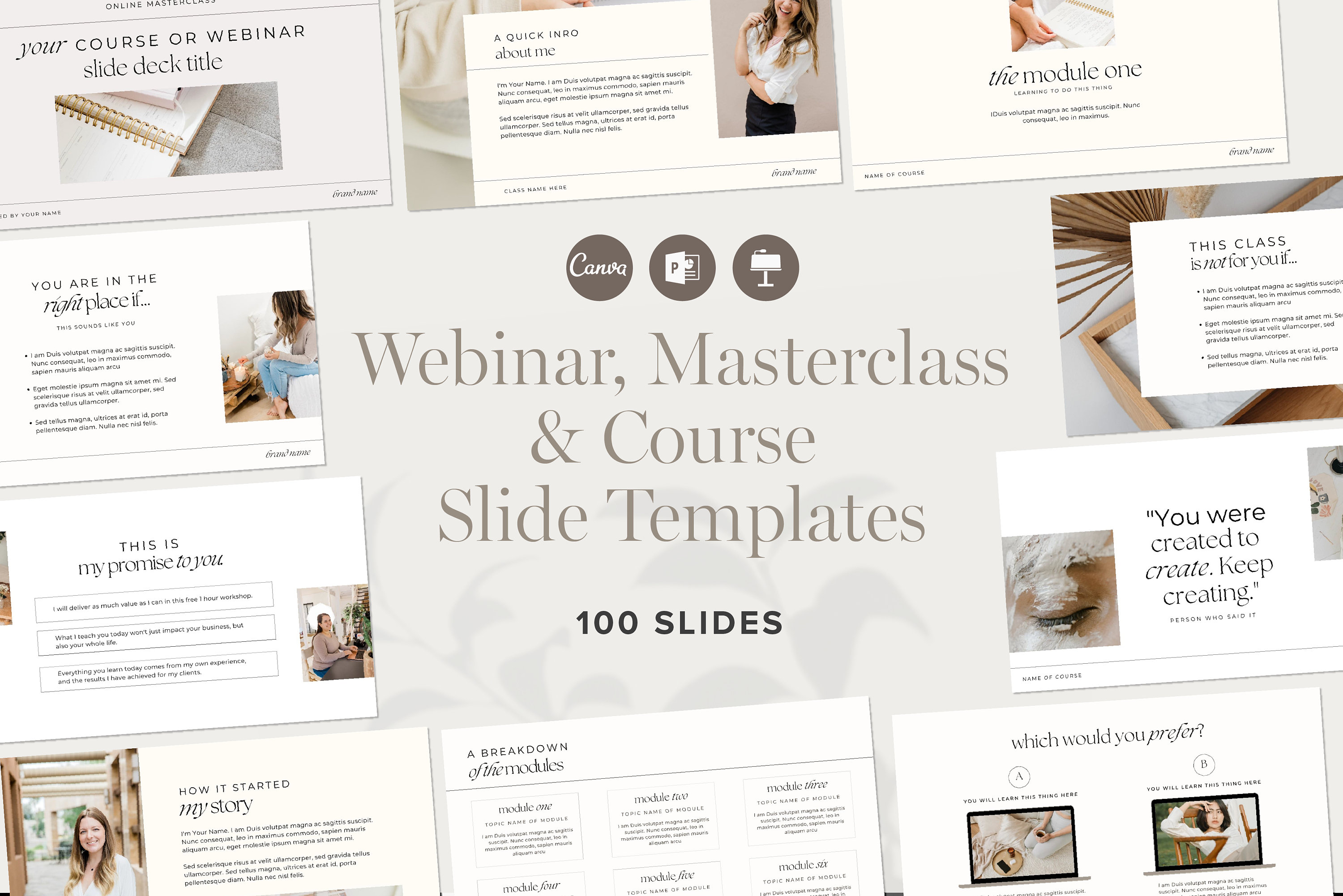 Webinar, Masterclass and Course Presentation Slide Deck | 100 Slides ...