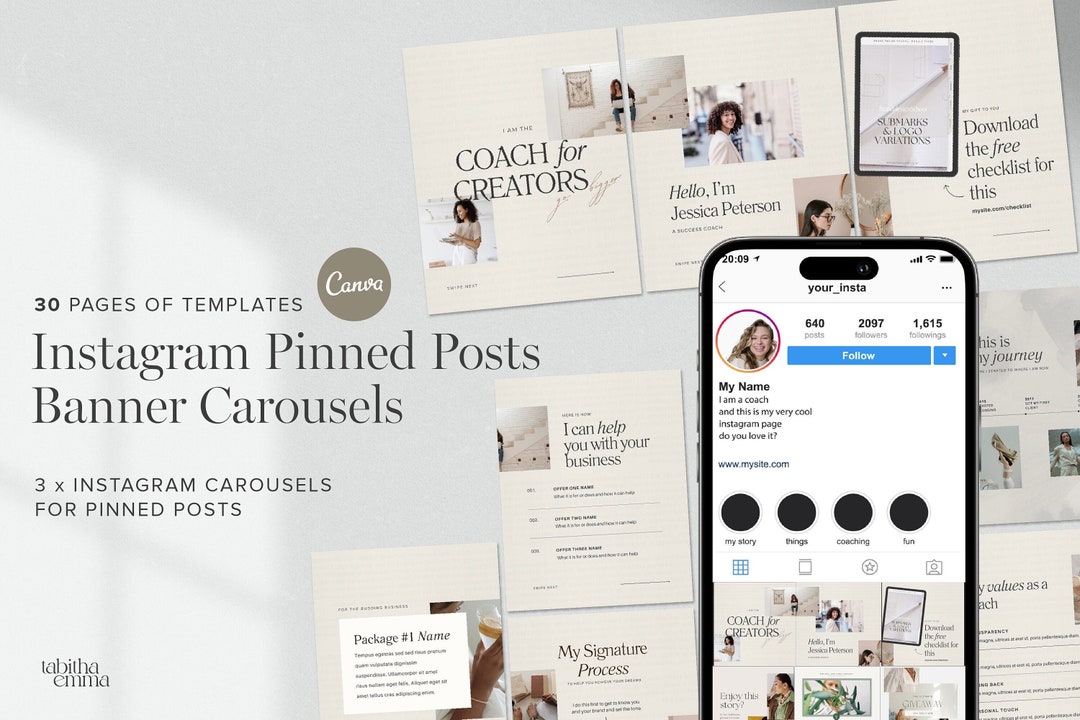 Instagram Pinned Post Banner Carousels Template for Coaches, Course ...