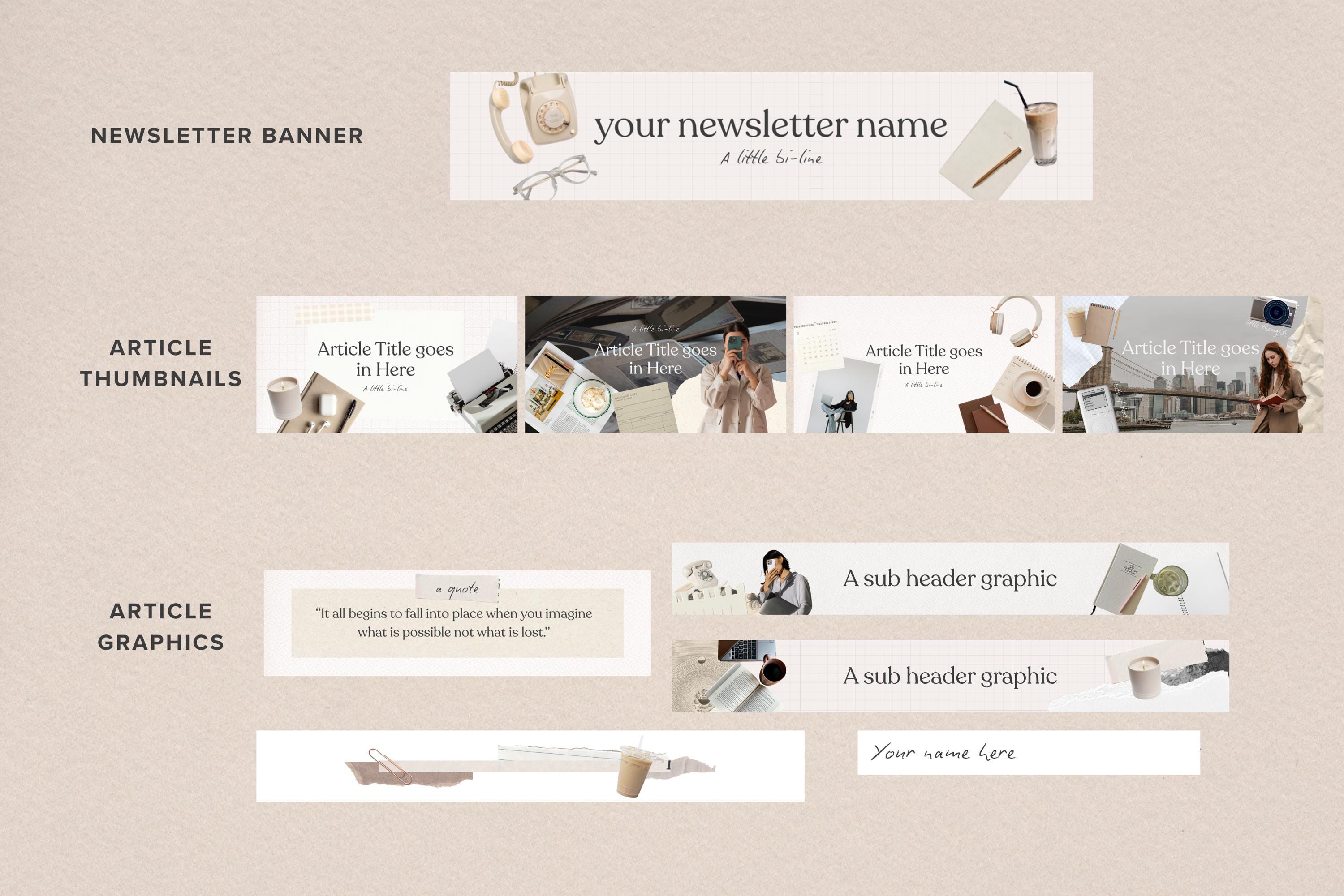 Substack Branding Kit Canva Templates - Scrapbook Style Newsletter ...