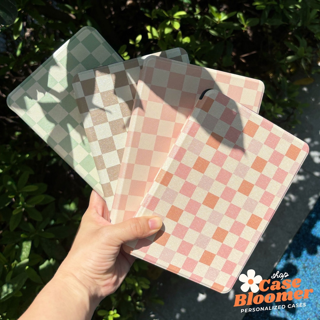 Beige All New Kindle 11th 2024 Case, Neutral Checkerboard Kindle Case ...