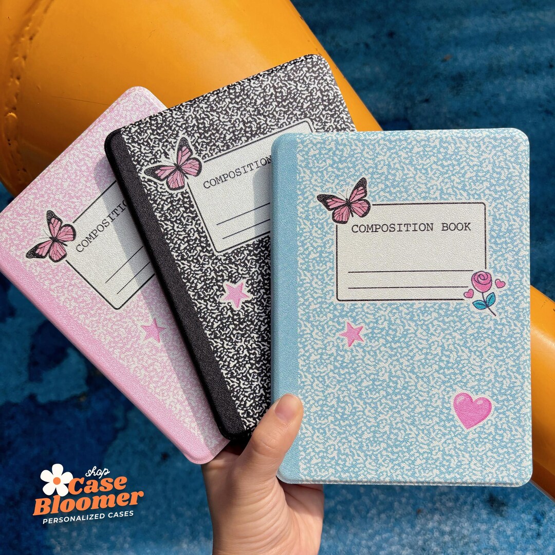 Blue Composition Book Custom Name Kindle Case for Paperwhite 12th ...