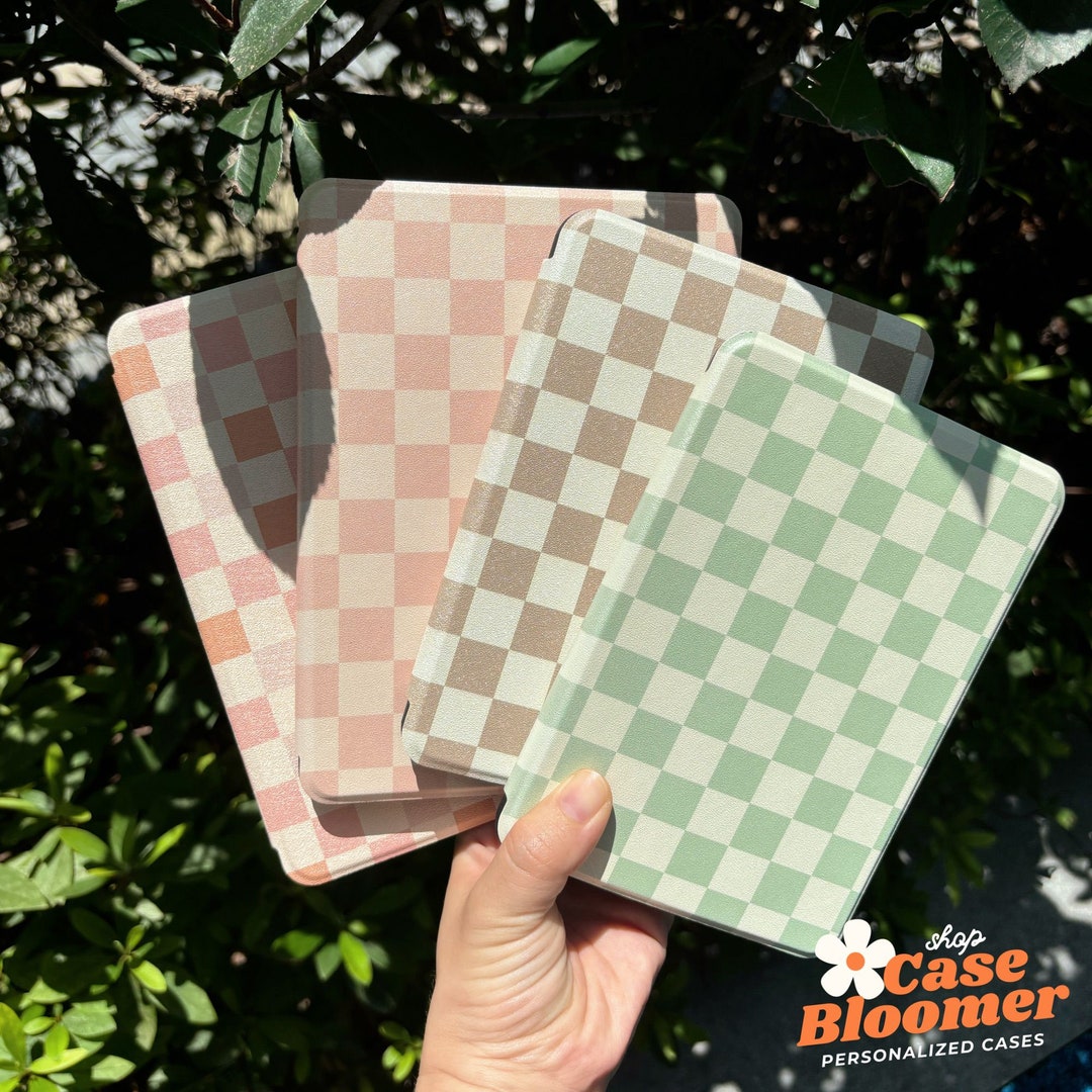 Sage Green Checkerboard Kindle Case for Paperwhite 12th Signature ...